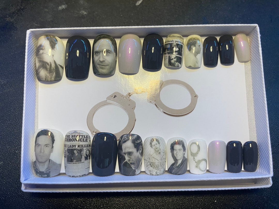 Full Set of 20x Nails Gel….. Inspired TED BUNDY (serial Killer/s) - Etsy