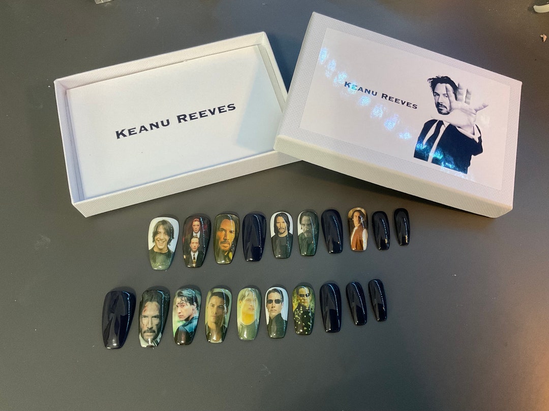 Full Set of 20x Nails Gel.. Inspired KEANU REEVES - Etsy
