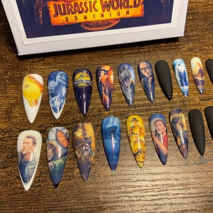 Full Set of Acrylic Nails.. inspired JURASSIC World/park - Etsy