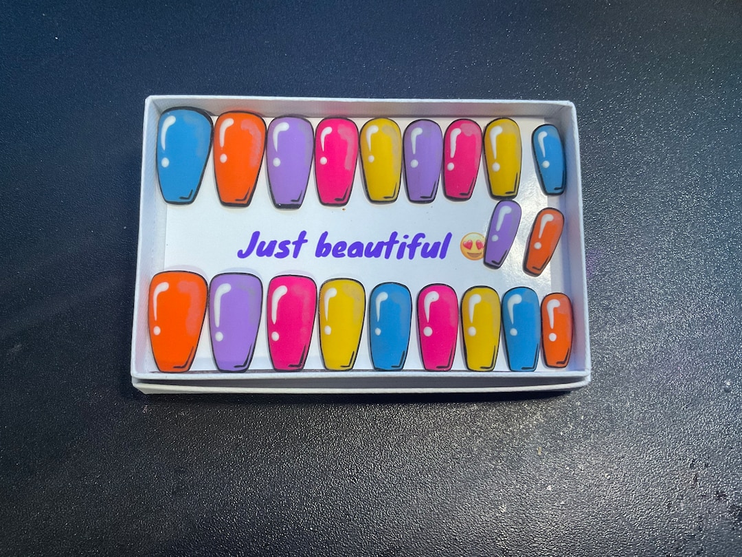 Full Set of Acrylic Nails.. CARTOON NAILS.. Any Shape and Length - Etsy