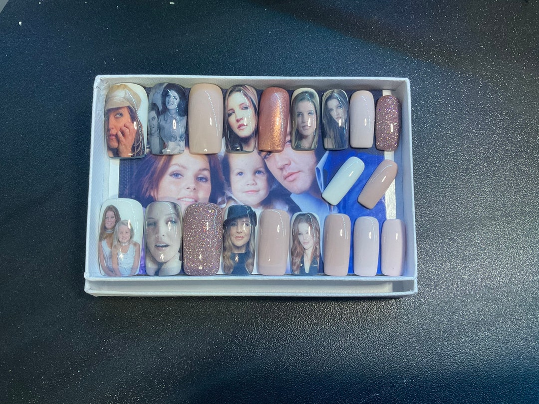 Full Set of Acrylic Nails.. inspired Lisa Marie Presley .. Any Shape ...