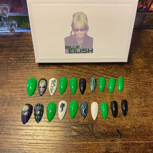 Full Set of Acrylic Nails.. BILLY EILISH inspired Any - Etsy