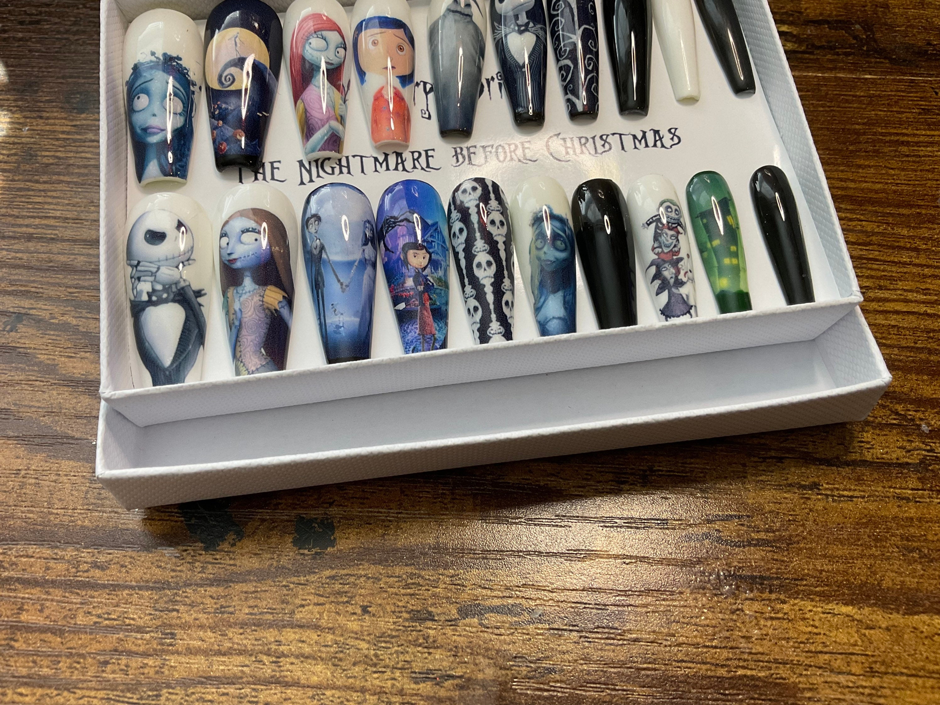 Full Set of Acrylic Nails.. TIM BURTONS Any Shape and Length - Etsy