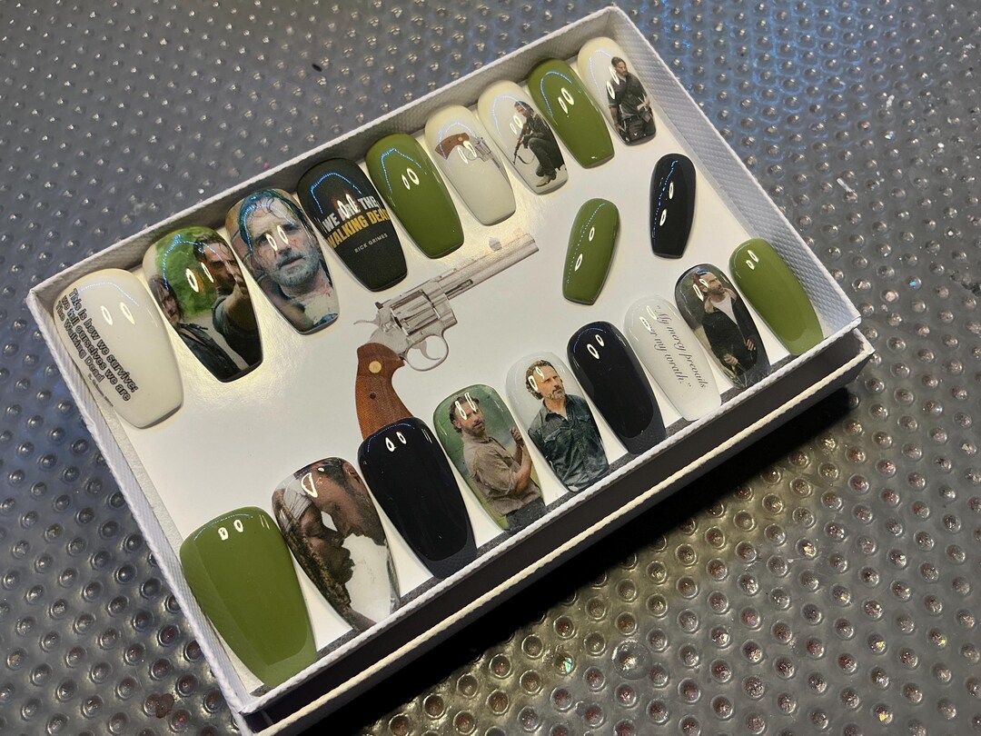 Full Set of 20x Nails Gel…. the Walking Dead (RICK GRIMES).. Any Shape ...