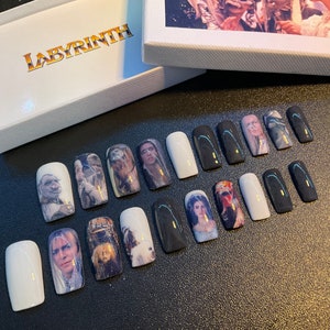 Full Set of Acrylic Nails.. inspired LABYRINTH David Bowie. Any Shape ...