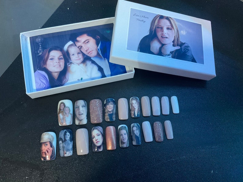 Full Set of Acrylic Nails.. inspired Lisa Marie Presley .. - Etsy