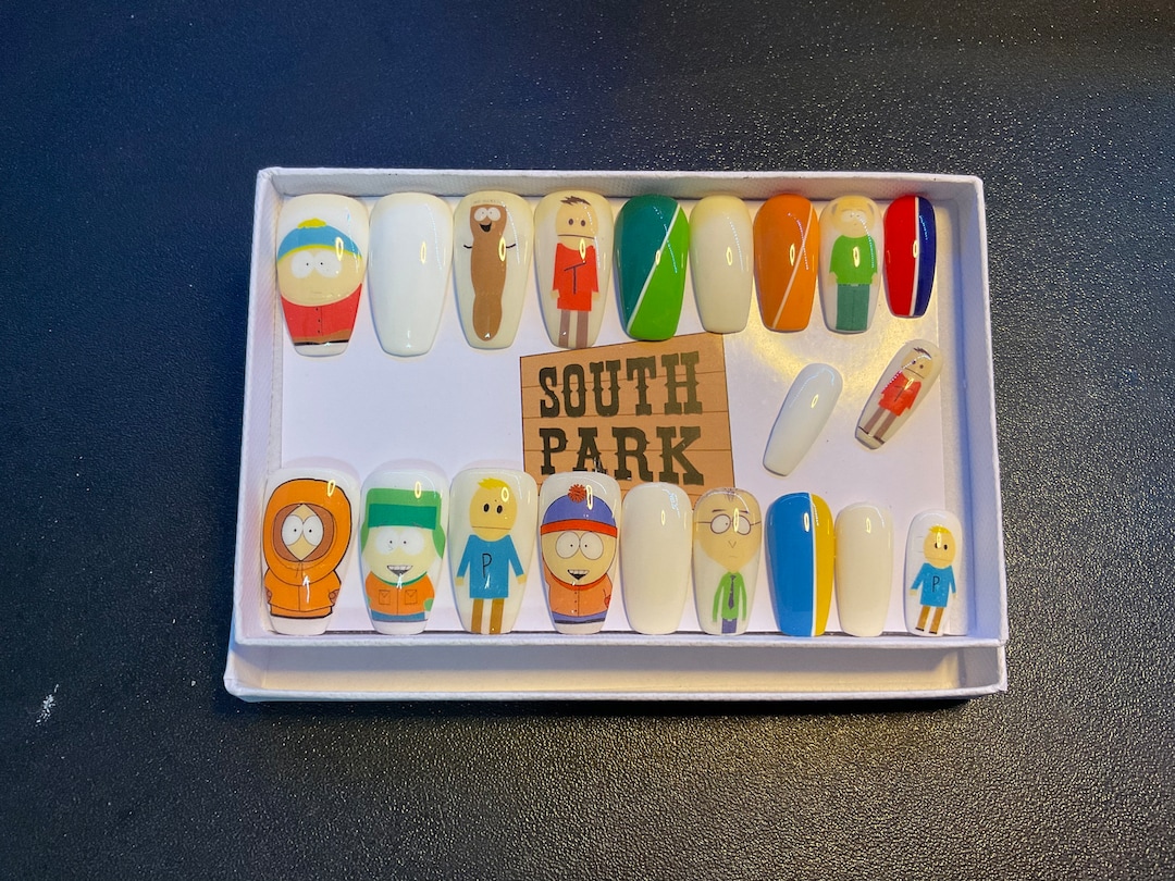 Full Set of 20x Nails Gel….. (inspired) SOUTHPARK….. Any Shape and ...