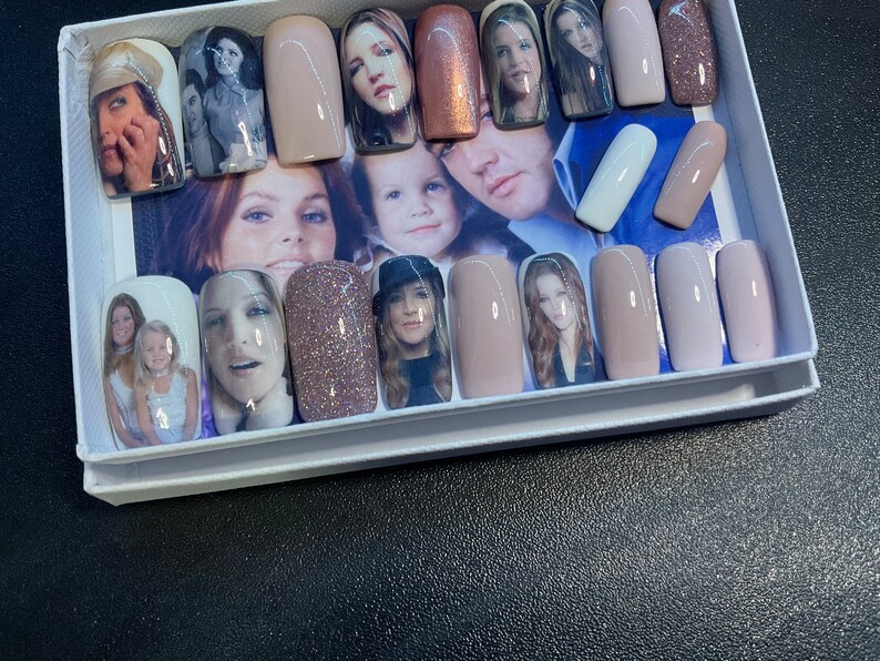 Full Set of Acrylic Nails.. inspired Lisa Marie Presley .. - Etsy