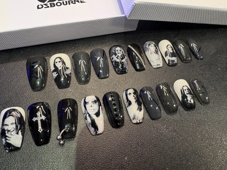 20 X Full Set of Nails... OZZY OSBOURNE Shape and Length - Etsy