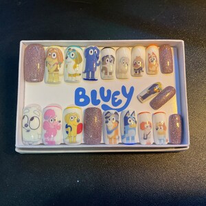 Bluey Nails - Etsy UK