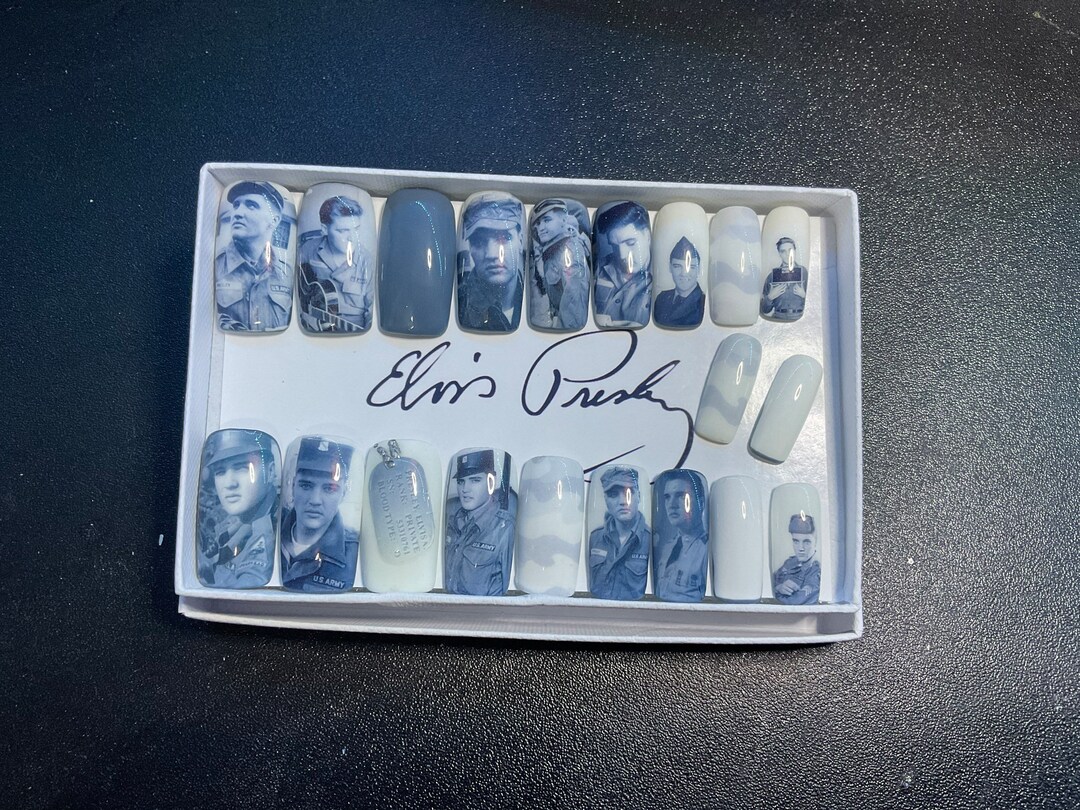 Elvis Presley Army Gel Nails: Full Set of 20, Any Shape - Etsy