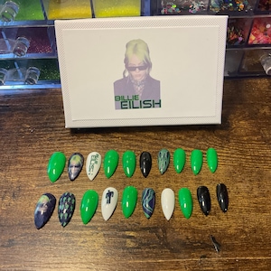 Full Set of Acrylic Nails.. BILLY EILISH inspired Any - Etsy