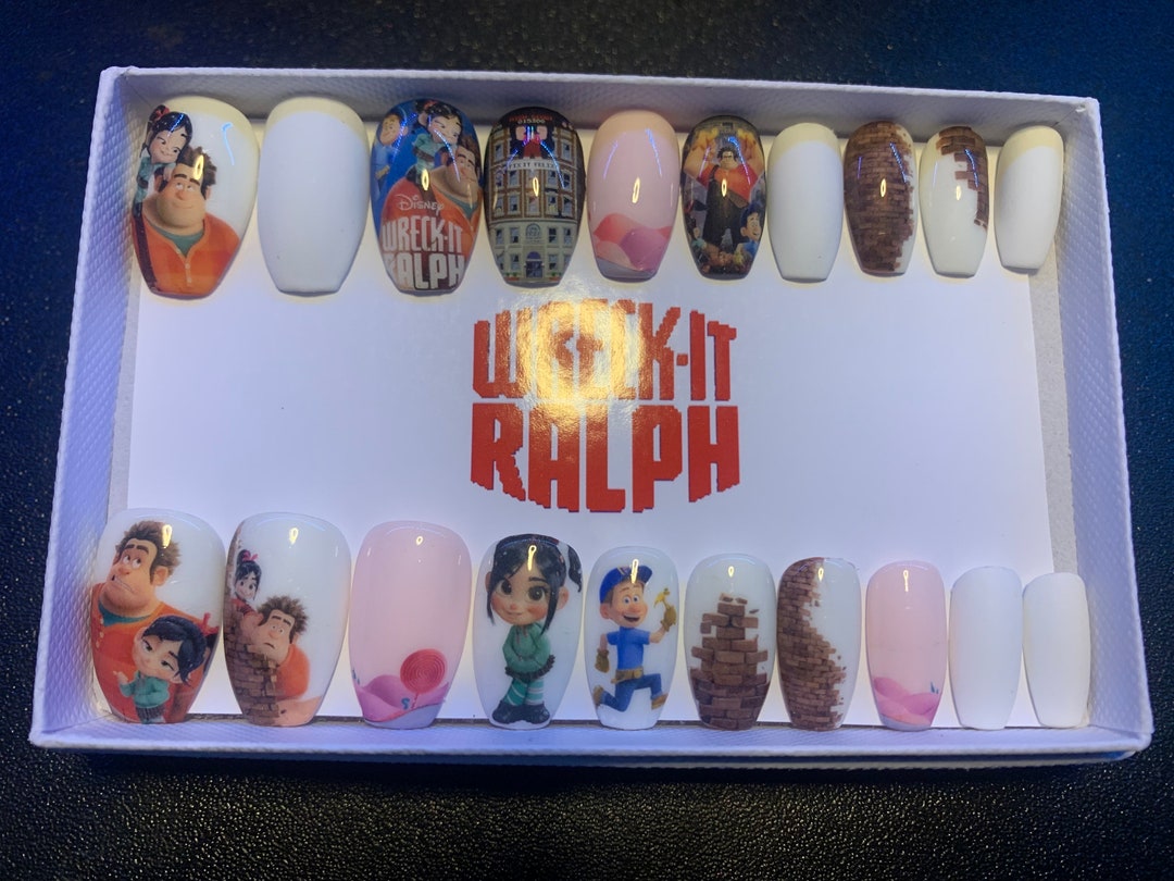 Full Set of 20x Nails Gel….. Inspired Disney Wreck It Ralph - Etsy