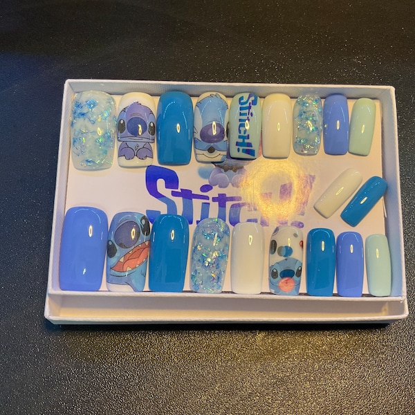 Stitch Acrylic Nails - Etsy