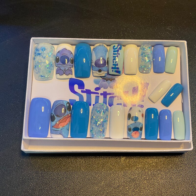 Stitch Acrylic Nails - Etsy