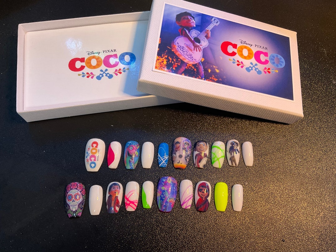 Full Set of Acrylic Nails.. Disney Pixar COCO inspired Any Shape and ...