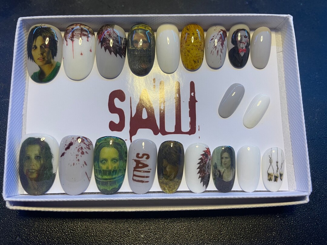 Full Set of 20x Nails Gel….. (inspired) Saw(film) Amanda . Jigsaw…. Any ...