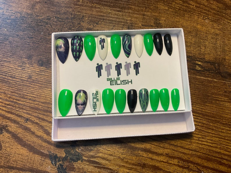 Full Set of Acrylic Nails.. BILLY EILISH inspired Any - Etsy
