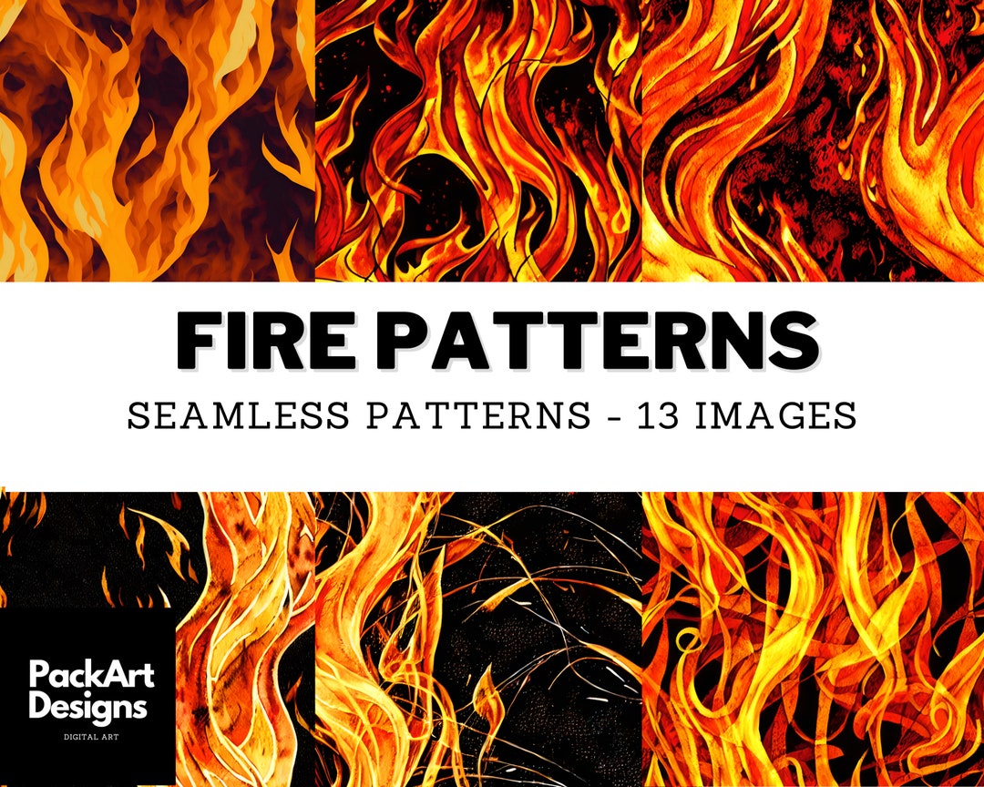 Fiery Flames Digital Paper Pack – Seamless PNG Patterns (commercial Use ...
