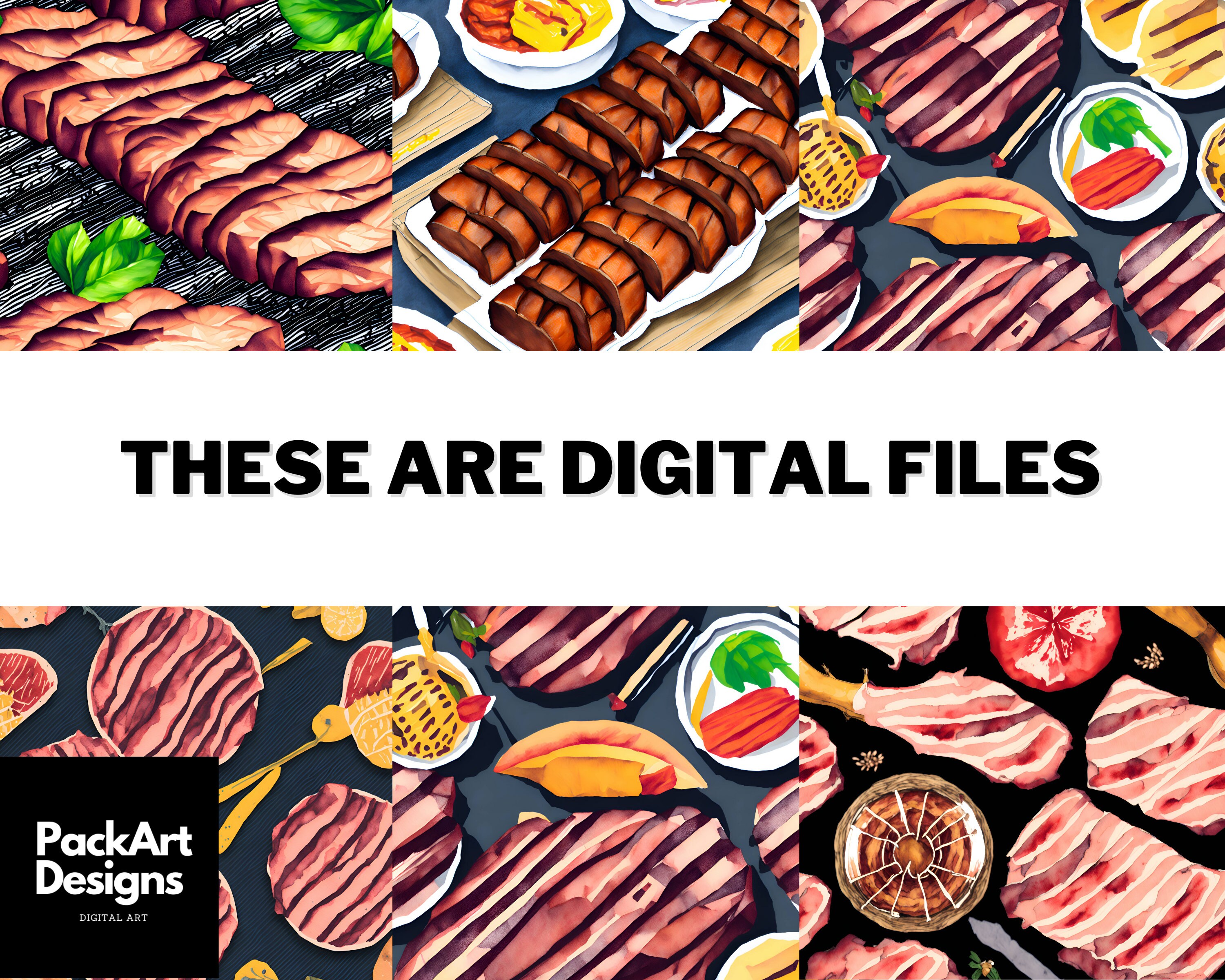 Backyard Barbecue Patterns Watercolor Barbeque Food Paper Background ...