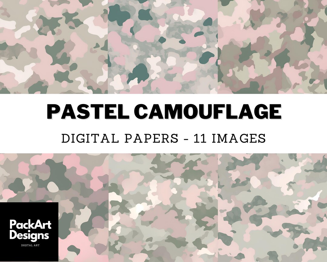 Pastel Camouflage Digital Paper - Unique Camo Design, Colorful Army ...