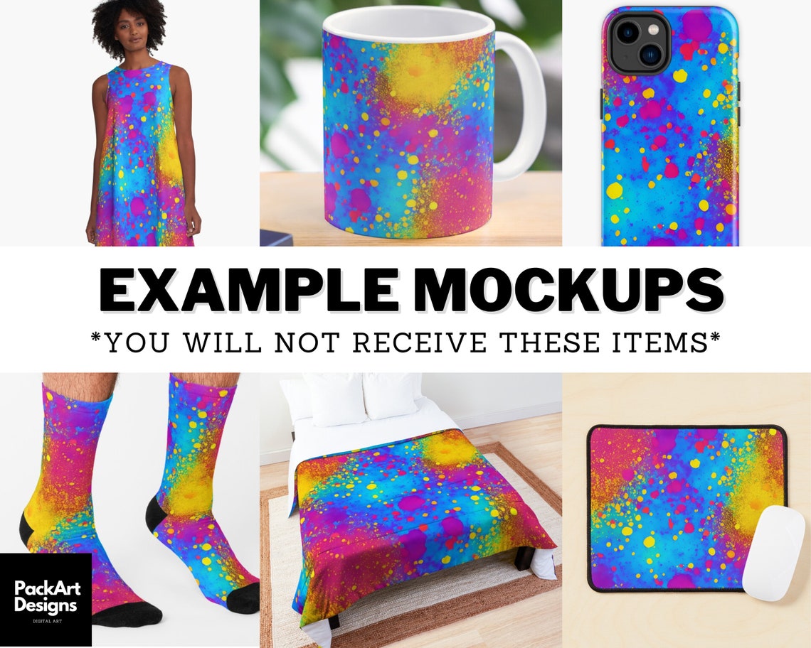 Glitter Paint Splatter Digital Patterns Seamless Sparkling Watercolor ...