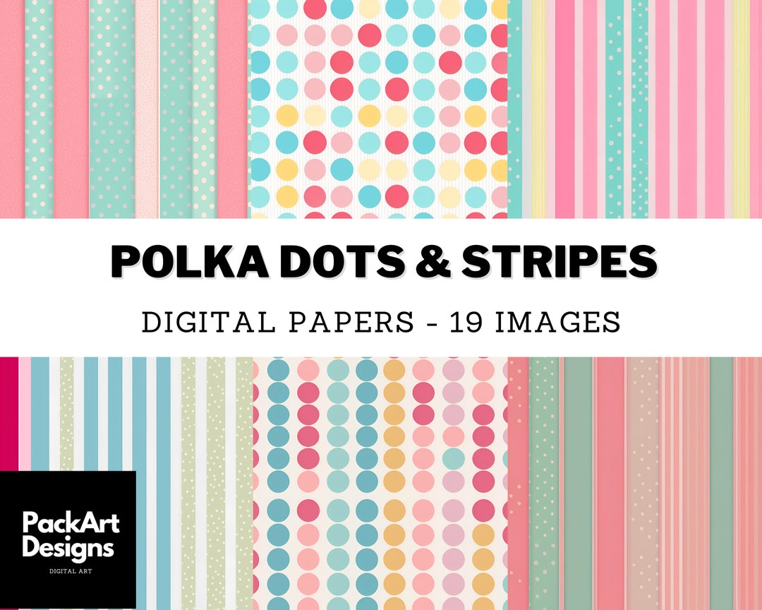 Polka Dot and Stripes Digital Paper - Scrapbooking Backgrounds (JPEG ...