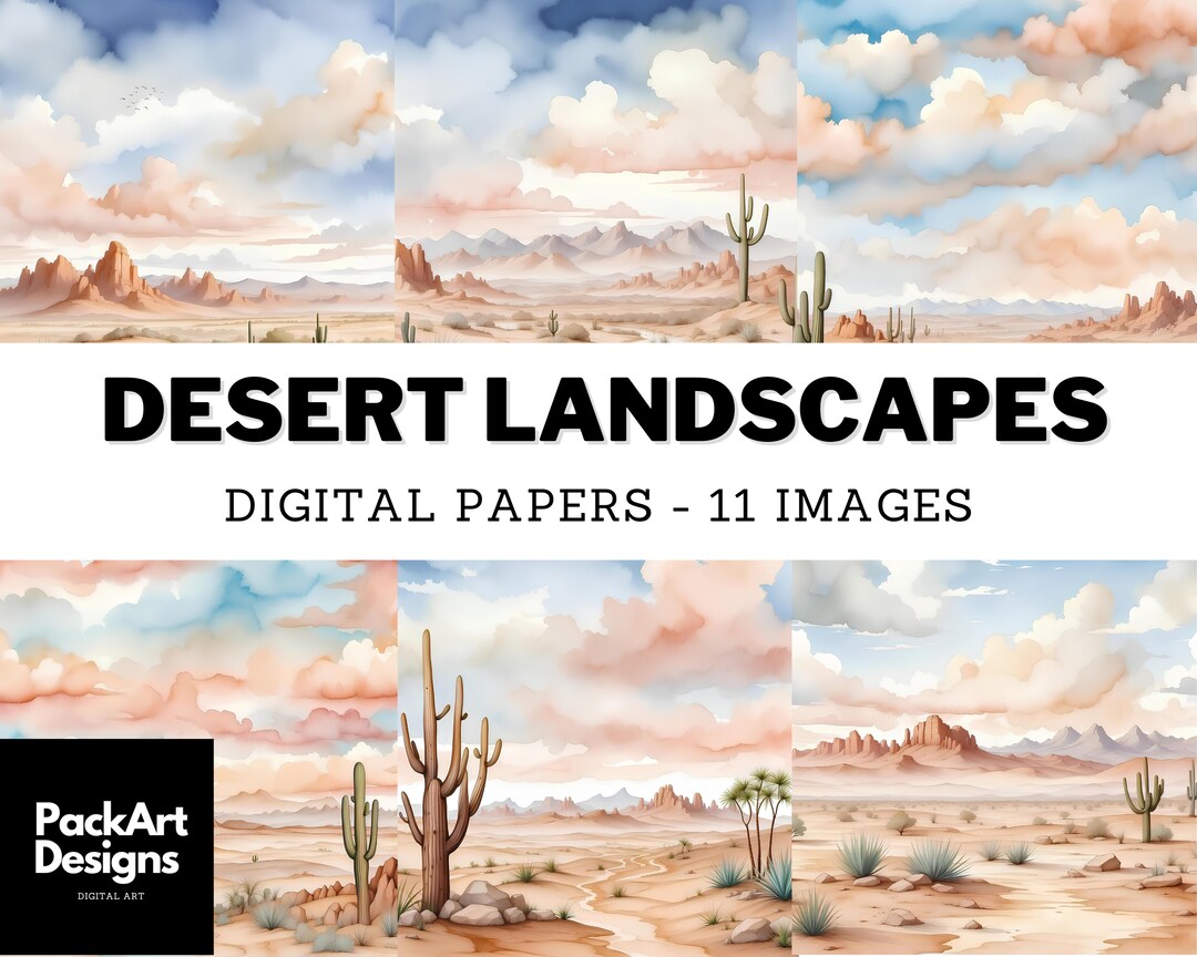 Western Desert Landscapes -11 Desert Watercolor Papers - Southwestern ...