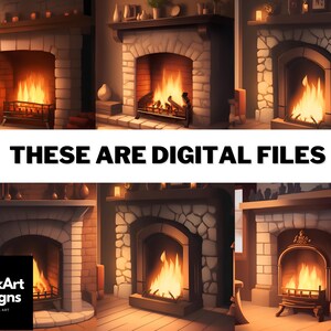 Watercolor Fireplace Scene Digital Paper – Cozy Home Decor (10 JPEG ...