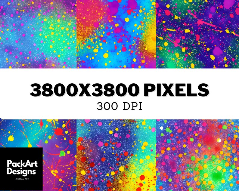 Glitter Paint Splatter Digital Patterns - Seamless Sparkling Watercolor ...