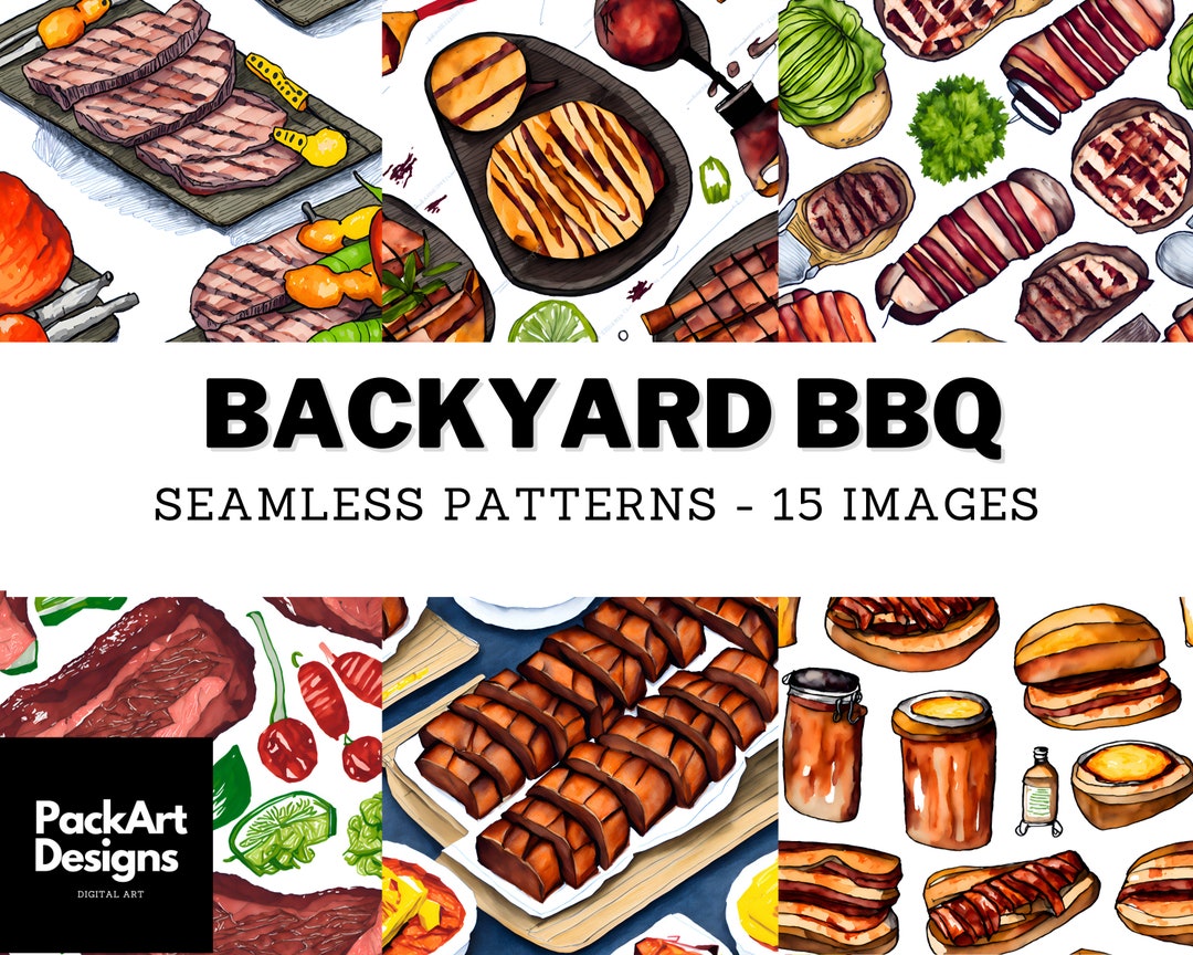 Backyard Barbecue Patterns - Watercolor Barbeque Food Paper Background ...