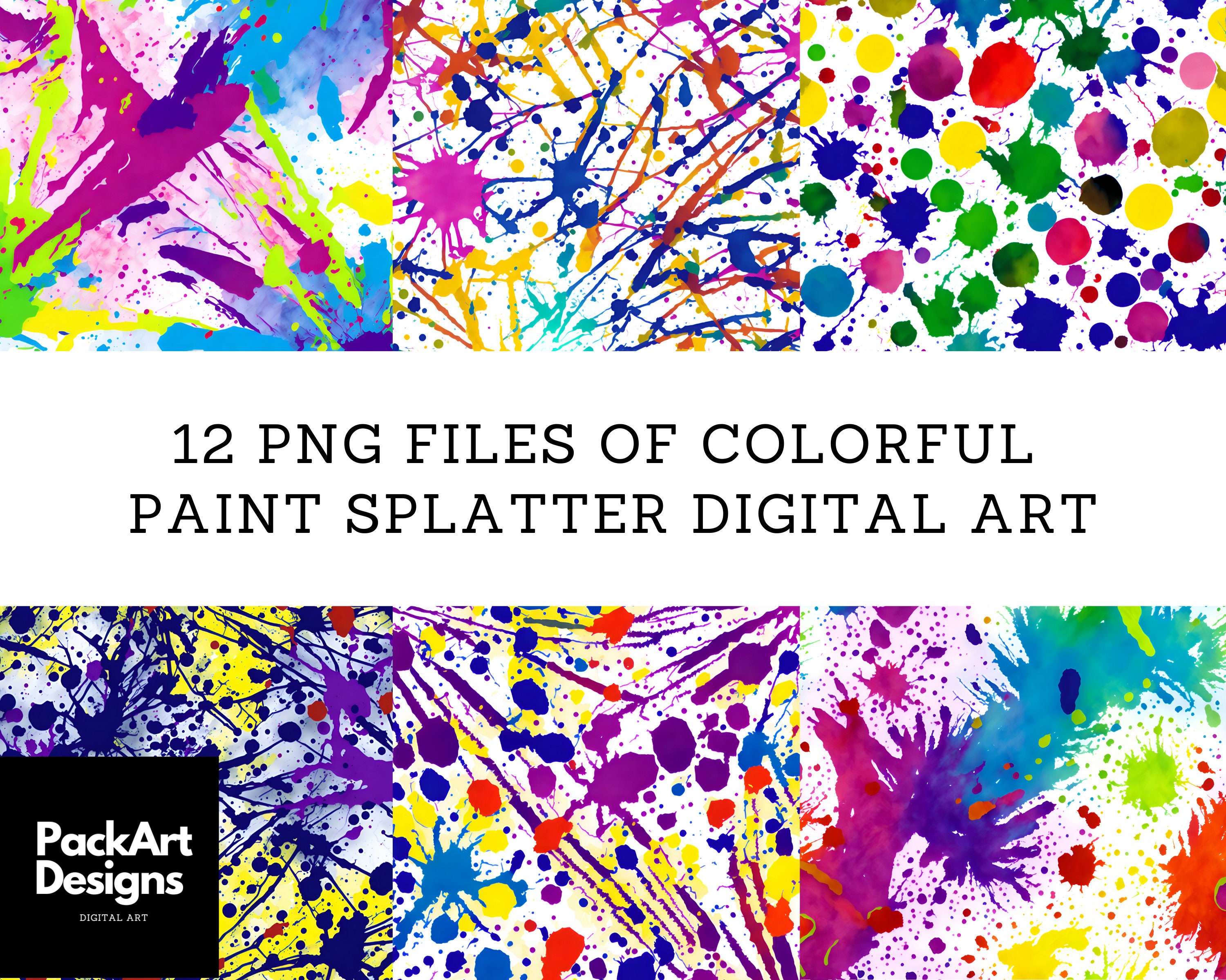 Rainbow Watercolor Paint Splatter Patterns, Seamless Tileable Pngs ...