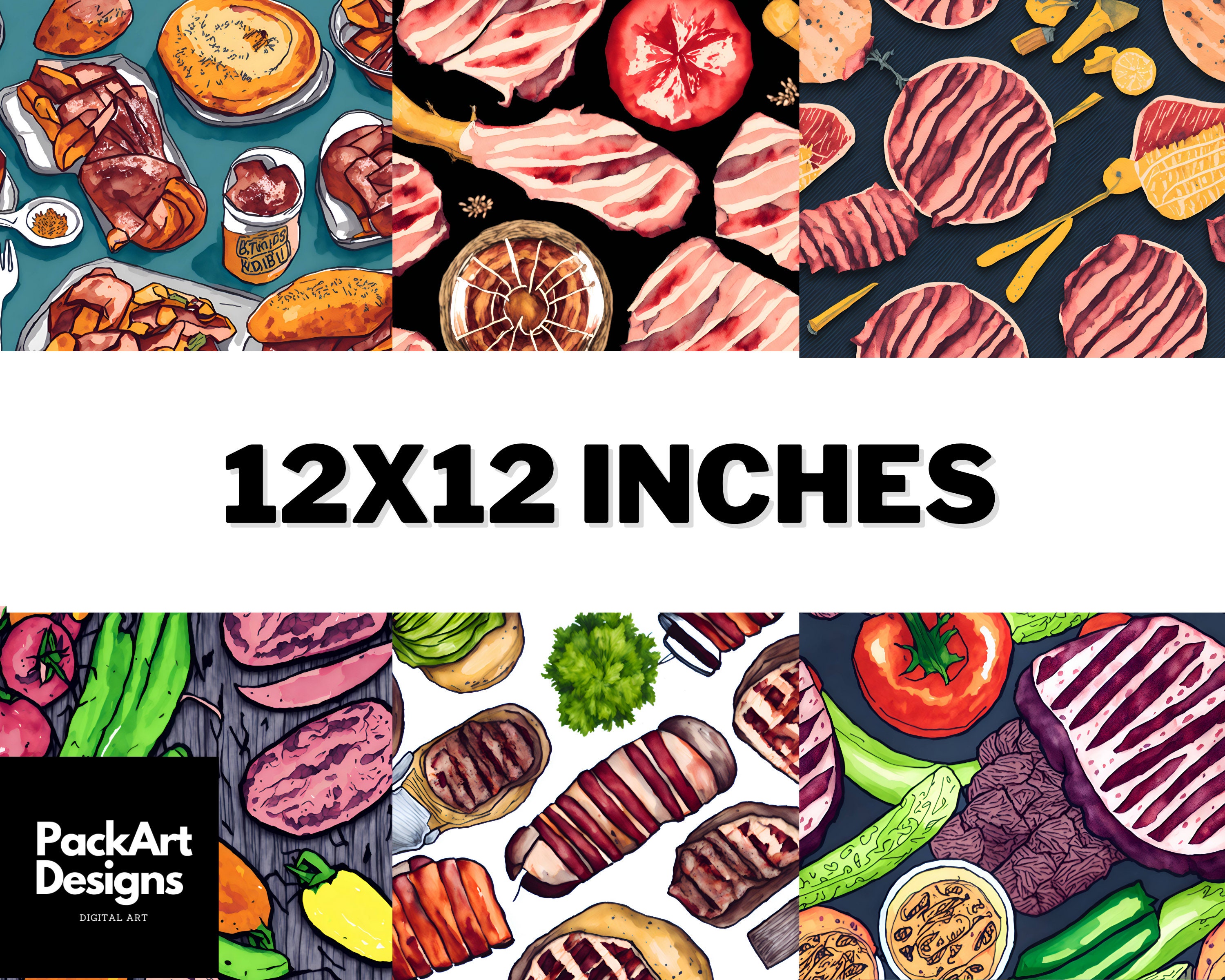 Backyard Barbecue Patterns Watercolor Barbeque Food Paper Background ...