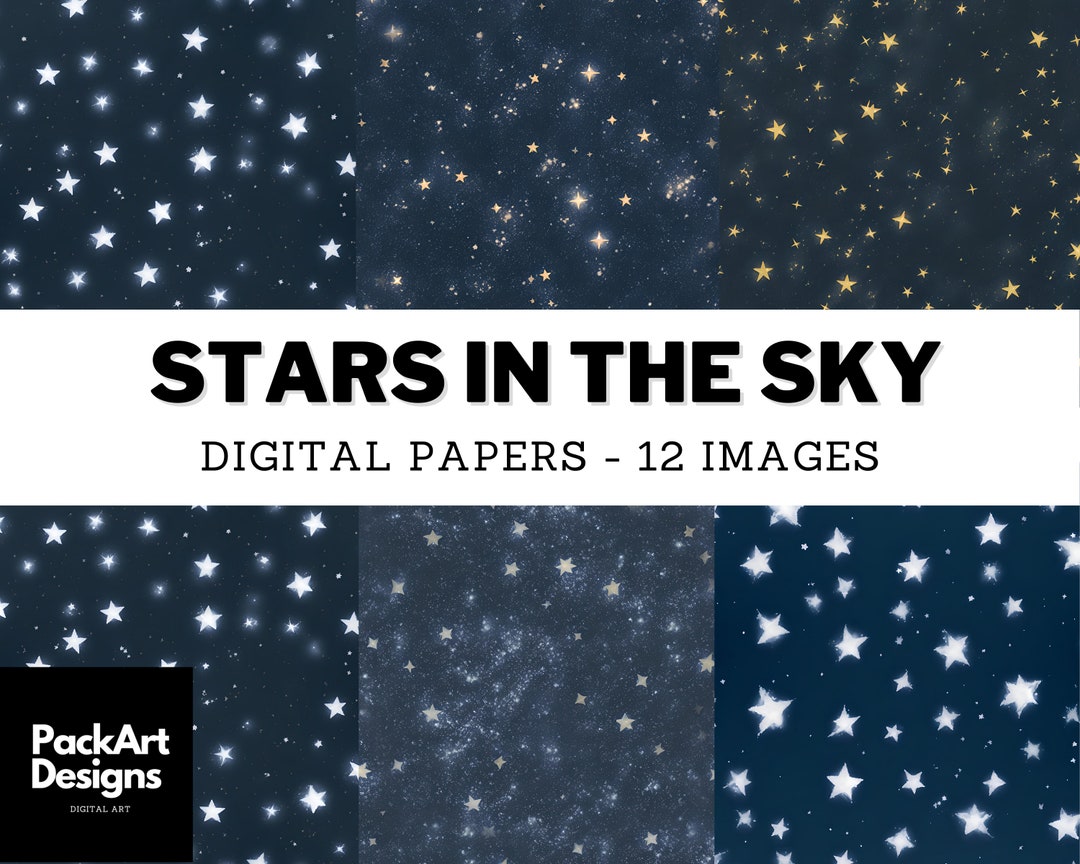 Watercolor Starry Night Sky Digital Paper – Seamless Celestial Patterns ...