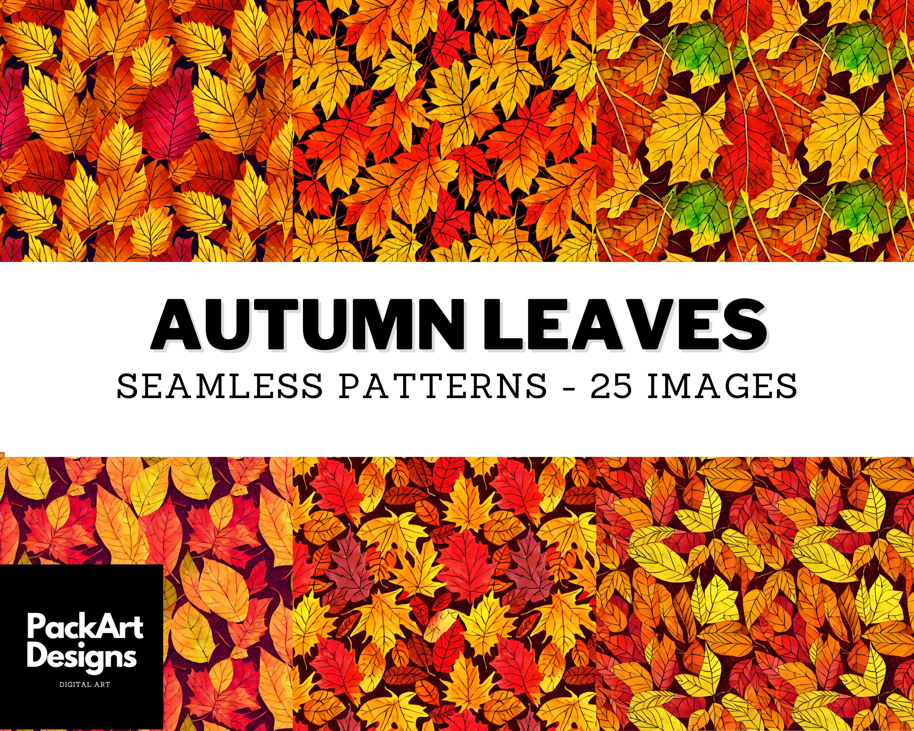 Autumn Leaves Background Patterns, Watercolor Fall Leaf Digital Paper ...