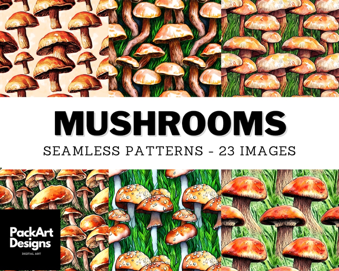 Mushroom Art With Repeatable Patterns for DIY Crafts and Print on ...