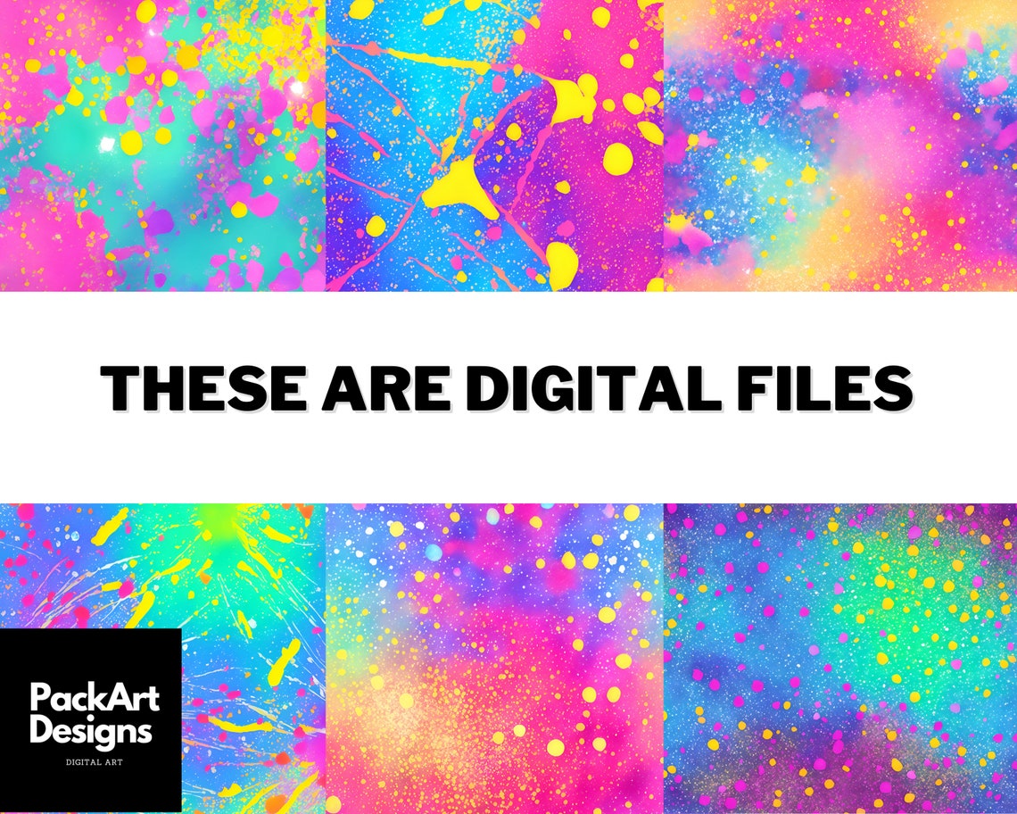 Glitter Paint Splatter Digital Patterns Seamless Sparkling Watercolor ...