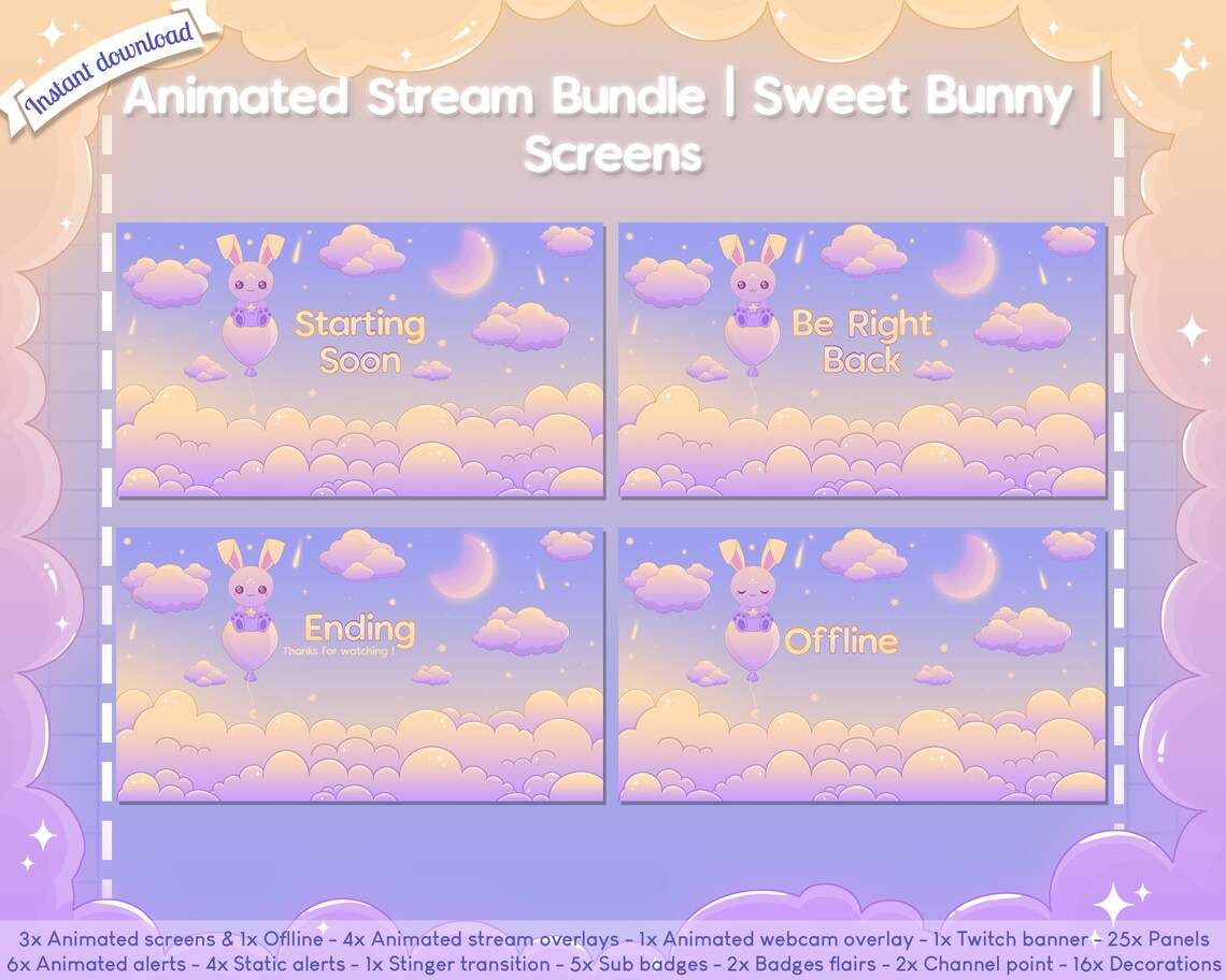 Animated sweet Bunny Complete Stream Bundle - Etsy