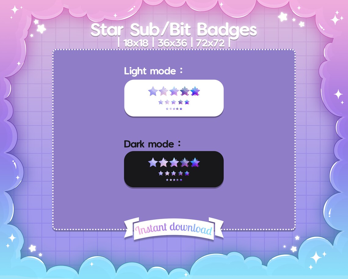 Star Sub Badges Twitch Discord Stream Cloud Pastel | Etsy
