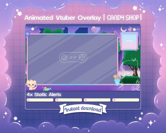 Animated candy Shop Vtuber Overlay Twitch Dog - Etsy