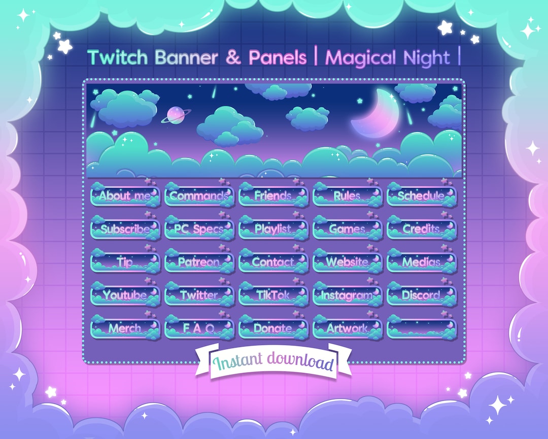 Twitch "magical Night" 25 Panels & 1 Banner - Stream - Background ...