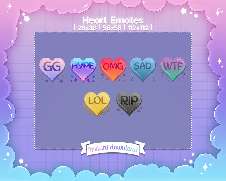 Twitch Emotes Heart Discord Stream Simple Text - Etsy