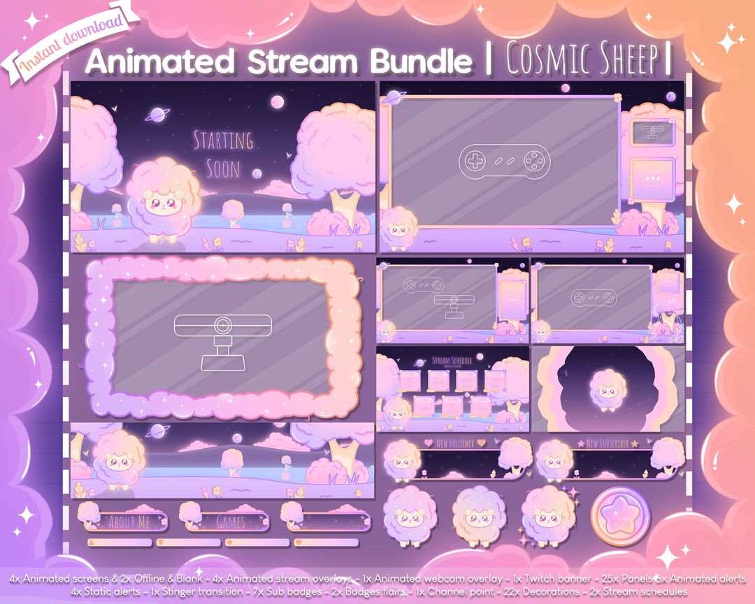 Animated "cosmic Sheep" Complete Stream Bundle - Twitch - Youtube ...