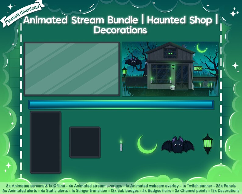 Animated "haunted Shop" Complete Stream Bundle - Overlay - Halloween ...