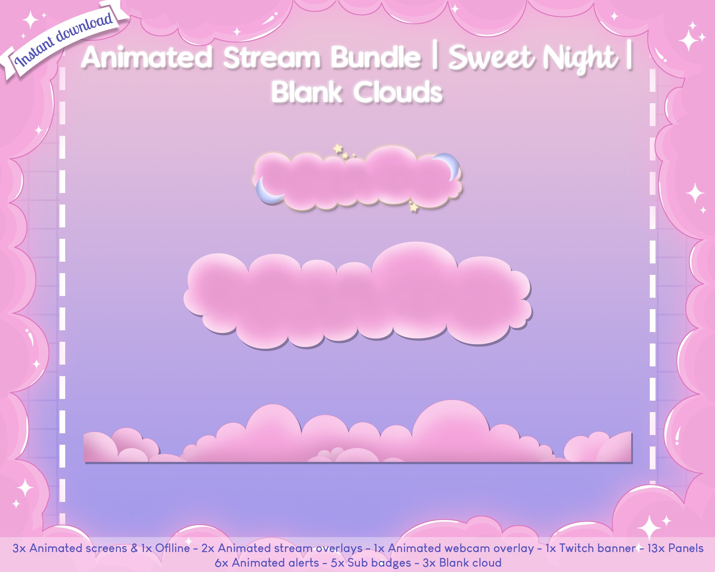 Animated "sweet Night" Complete Stream Bundle - Twitch - Youtube ...