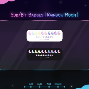 Rainbow Moon Sub Badges Pack - Twitch - Discord - Stream - Pastel ...