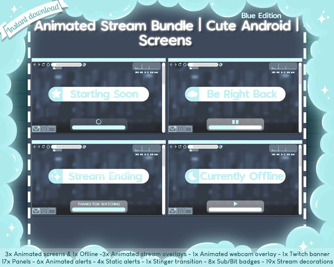 Animated cute Android Blue Edition Complete - Etsy