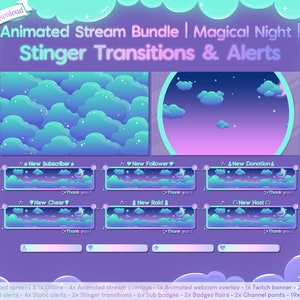 Animated "magical Night" Complete Stream Bundle - Twitch - Overlay ...