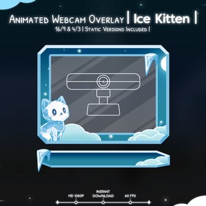 Animated Webcam Overlay "ice Kitten" 16/9 & 4/3 - Twitch - Camera ...