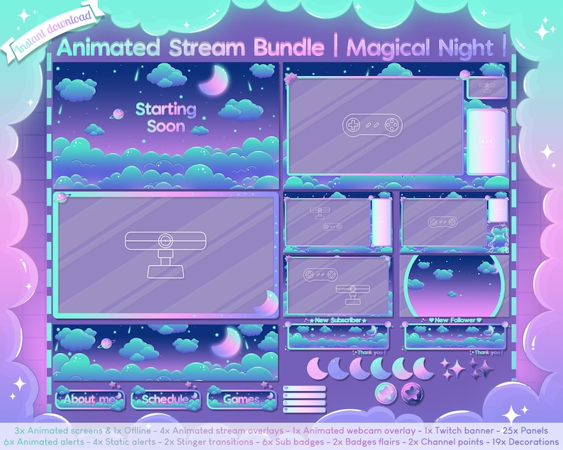 Animated magical Night Complete Stream Bundle - Etsy Canada